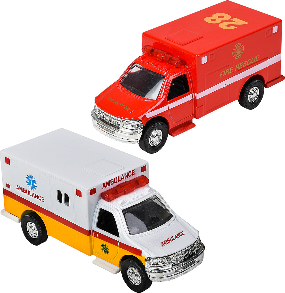 5" Die-cast Pull Back Rescue Ambulance - Gingerbread House Toys
